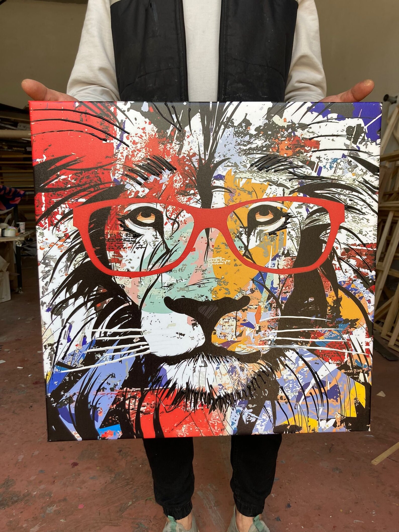 Lion Abstract Canvas Canvas Wall Art Lion Abstract Pop Art - Etsy