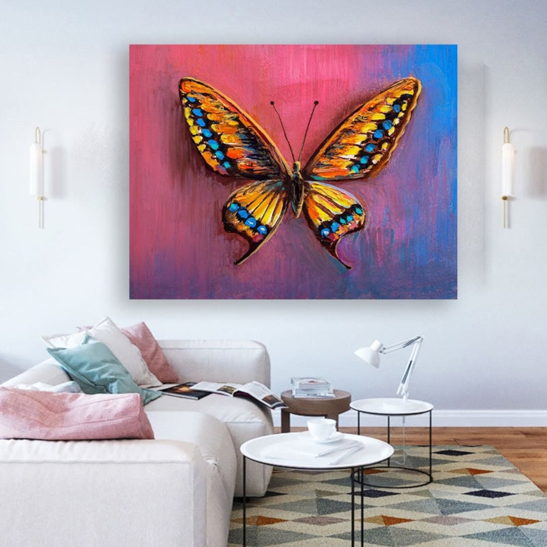 Colorful Butterfly Wall Decor, Butterfly Home Art, Butterfly Canvas ...