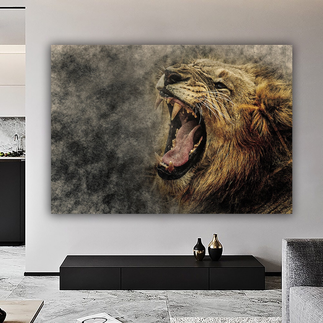 Lion Wall Art, Lion Canvas, Lion Wall Decor, Animal Wall Art, Animal ...