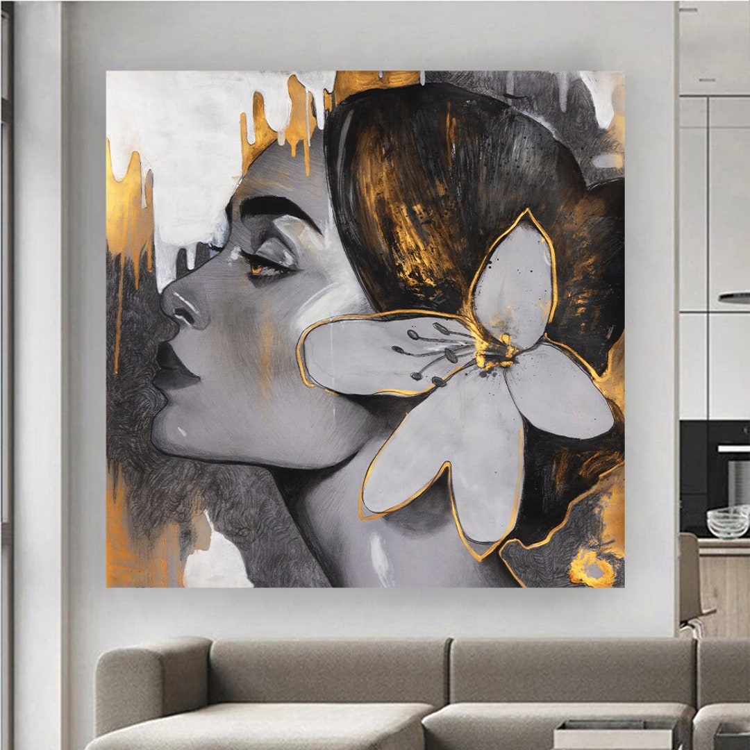 Paint Textured Woman Portrait Canvas Print, Woman Canvas Print, Lady ...