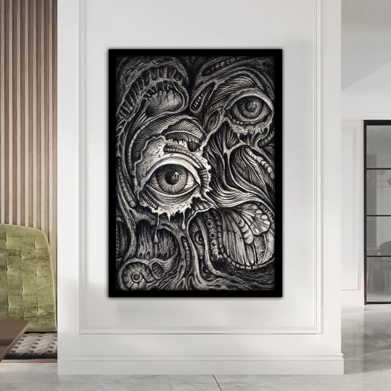 Eyes Canvas, Surreal Art Eye Painting, Abstract Eyes Canvas Print ...