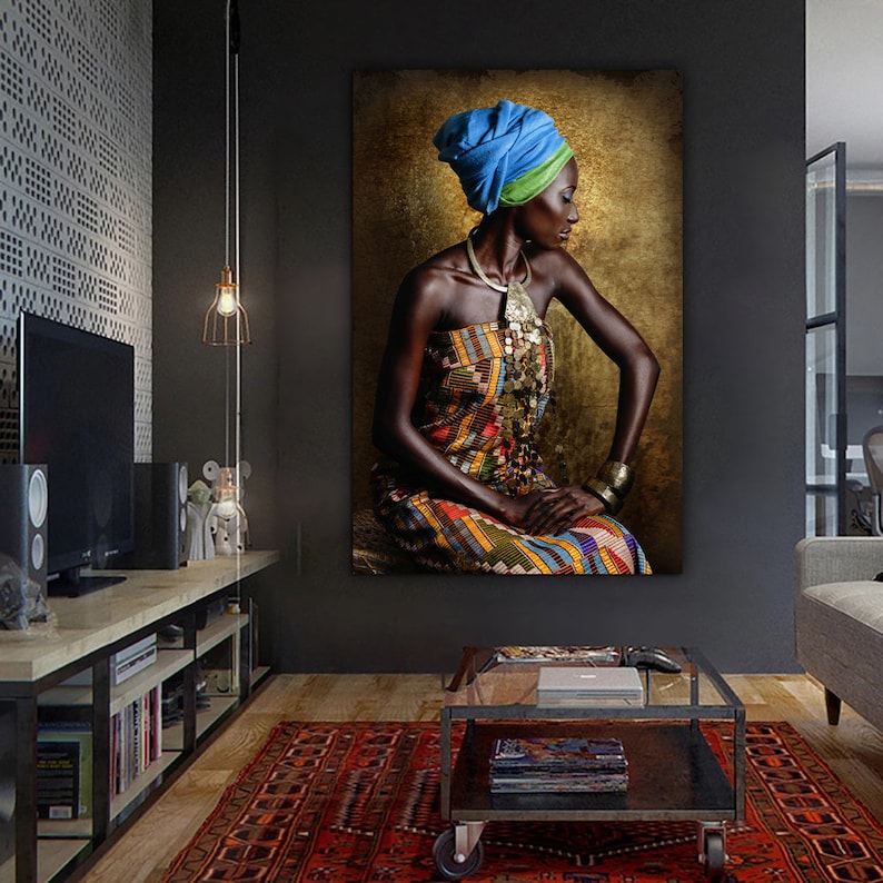 African Woman Canvas Painting Black Woman Canvas Print - Etsy