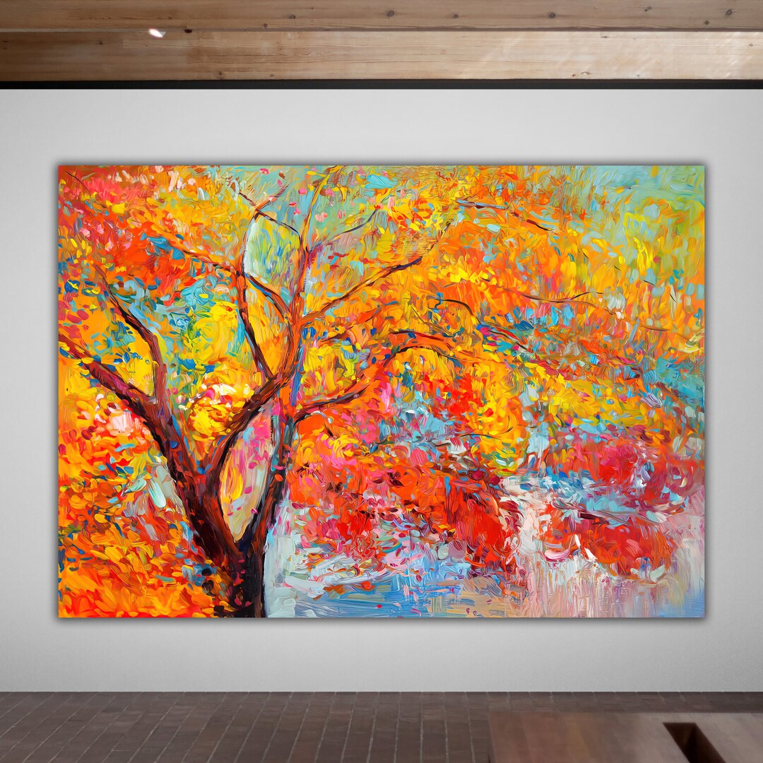 Autumn Tree Canvas Painting, Tree Canvas Print, Landscape Art ...