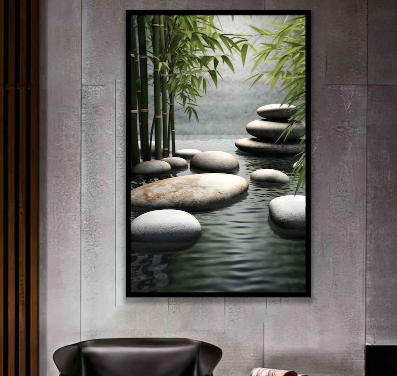 Zen Garden Canvas, Relaxing Bamboo and Stones Decor, Calming Nature ...