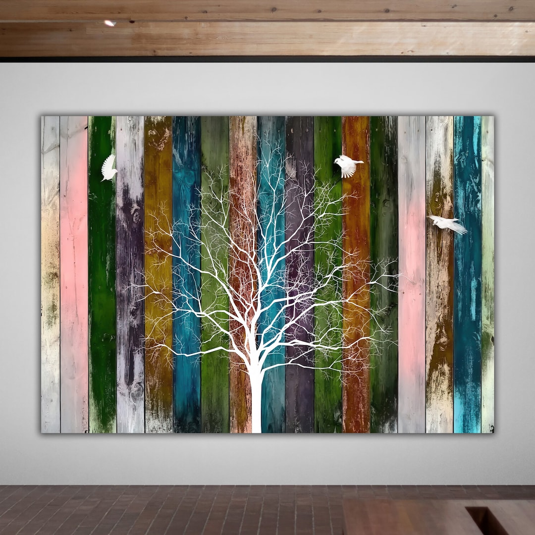 Abstract Tree Canvas Print, Tree Wall Art Prints, Black White Red ...