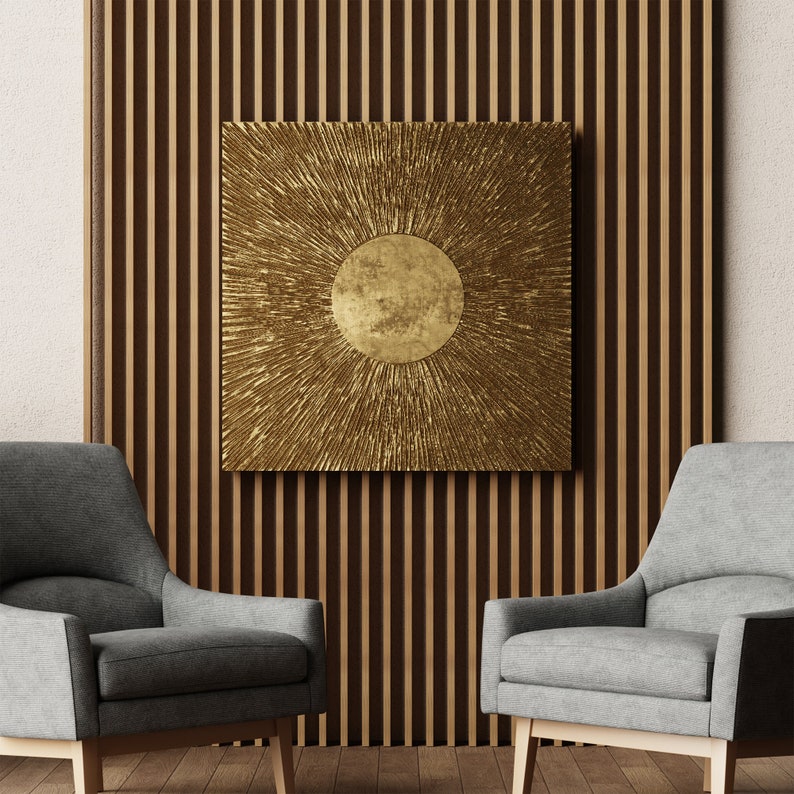 Gold Abstract Painting, Modern Abstract Print, Rings Canvas Print ...