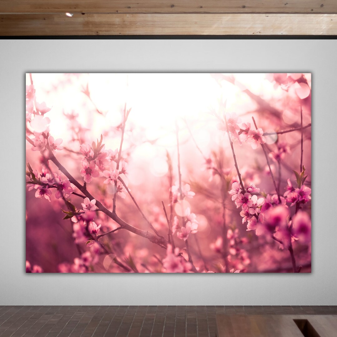Pink Tree Wall Canvas, Pink Tree Canvas, Tree Wall Art, Landscape Wall ...