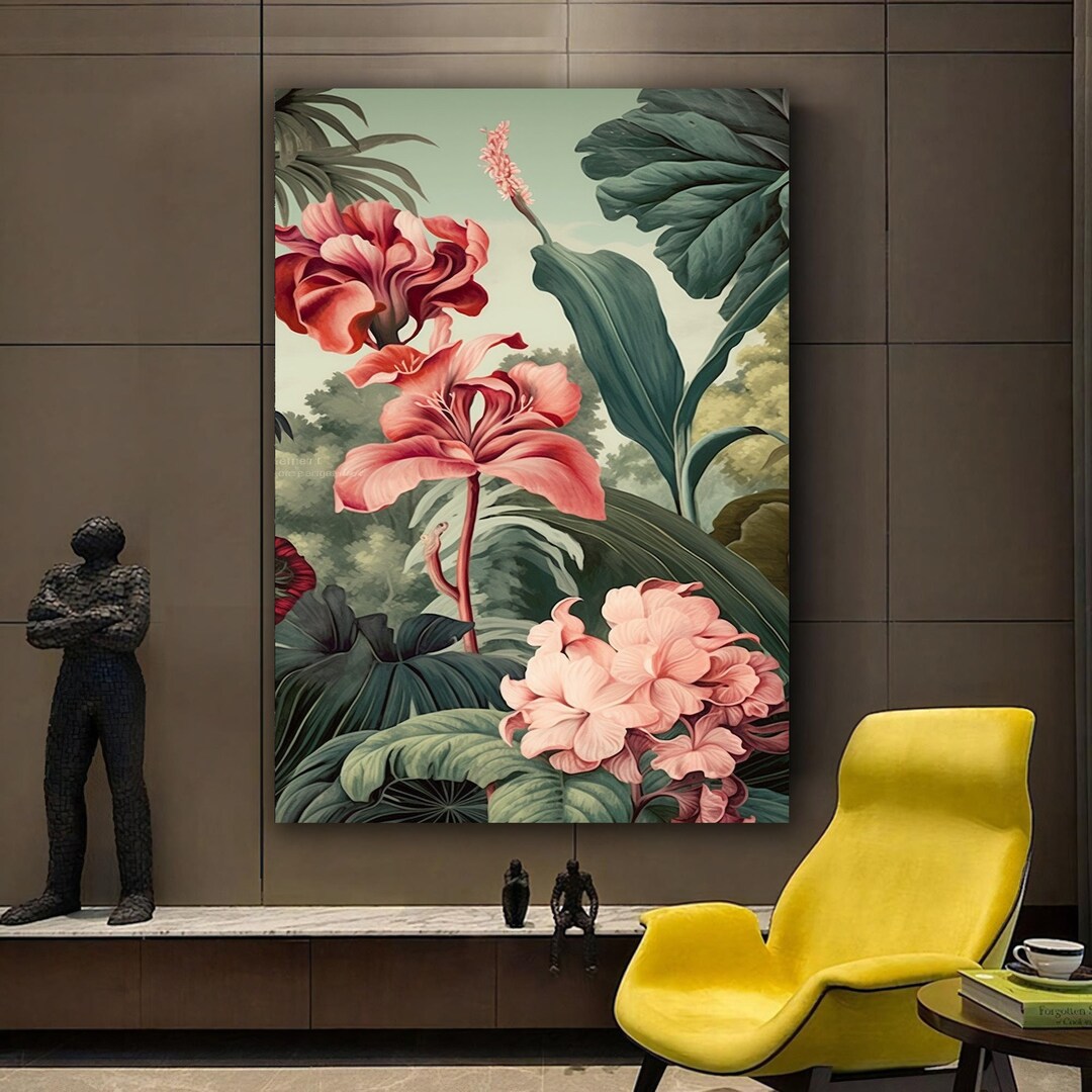 Botanical Canvas Painting, Floral Wall Art, Floral Kitchen Painting ...