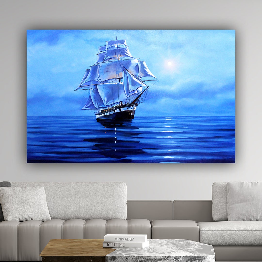 Ship Canvas Painting, Pirate Ship Painting, Sailing Painting, Boating ...
