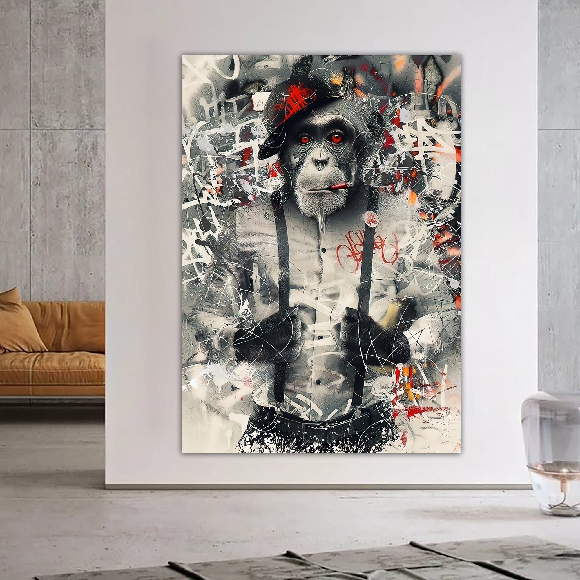 Monkey Man Canvas Colorful Monkey Art Animal Wall Decor - Etsy