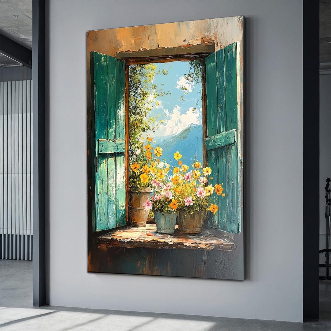 Rustic Window Print Wall Decor, Window Frame Canvas Gift, Window ...