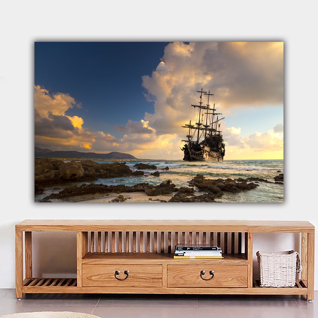 Ship Canvas Painting, Pirate Ship Painting, Sailing Painting, Boating ...