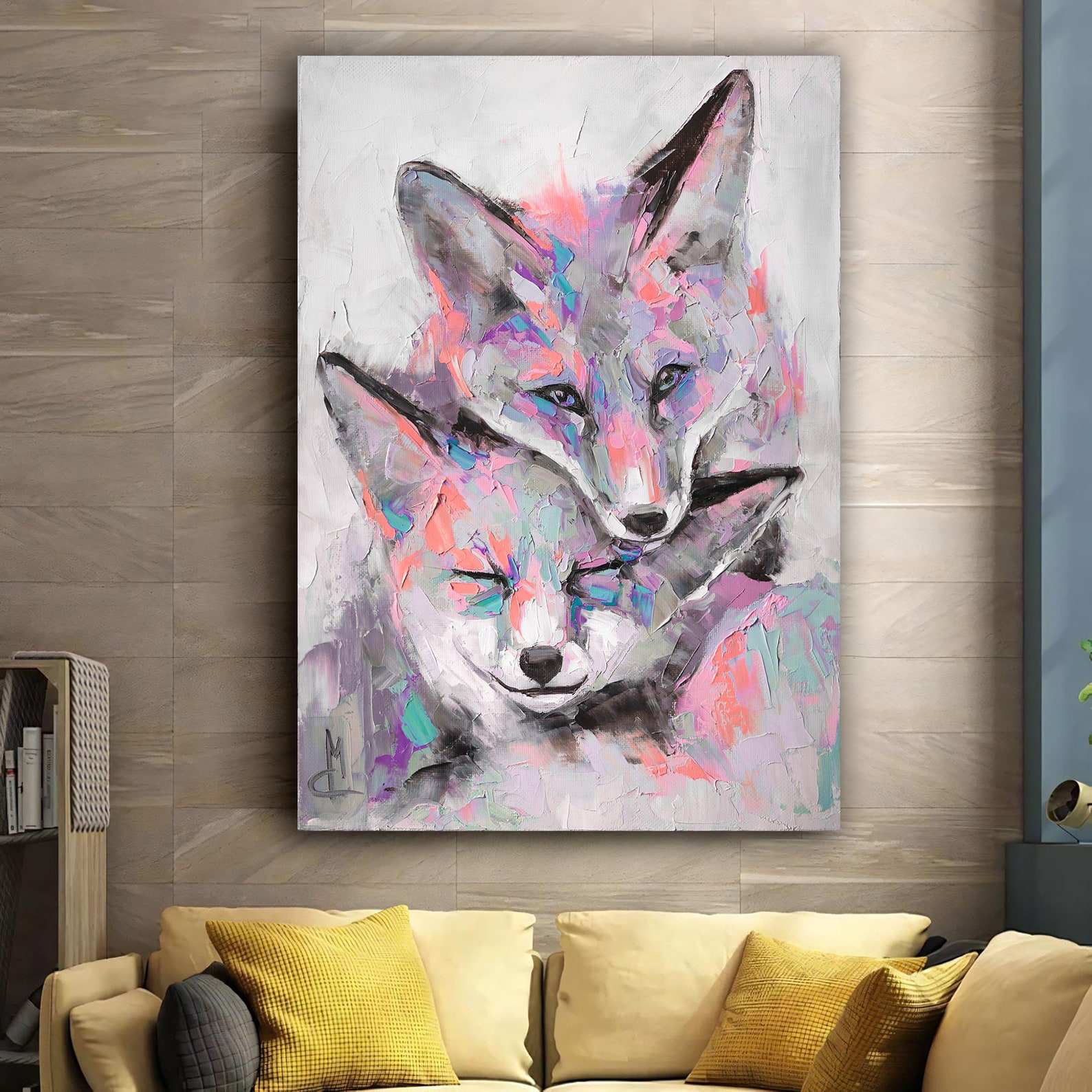 Fox Canvas, Colorful Animal Painting, Fox Wall Art, Fox Wall Art, Fox ...