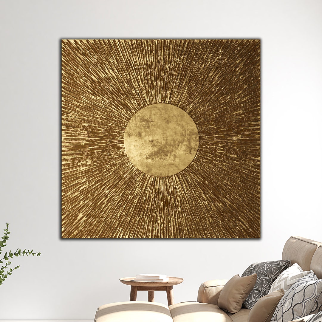 Gold Abstract Painting, Modern Abstract Print, Rings Canvas Print ...