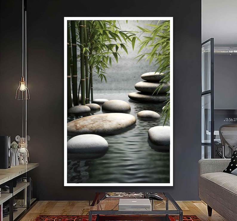 Zen Garden Canvas, Relaxing Bamboo and Stones Decor, Calming Nature ...