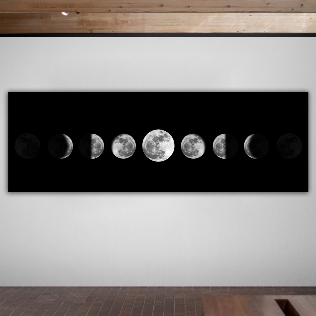 Moon Phases Canvas, Lunar Eclipse Canvas Art, Moon Phases Decor, Moon ...