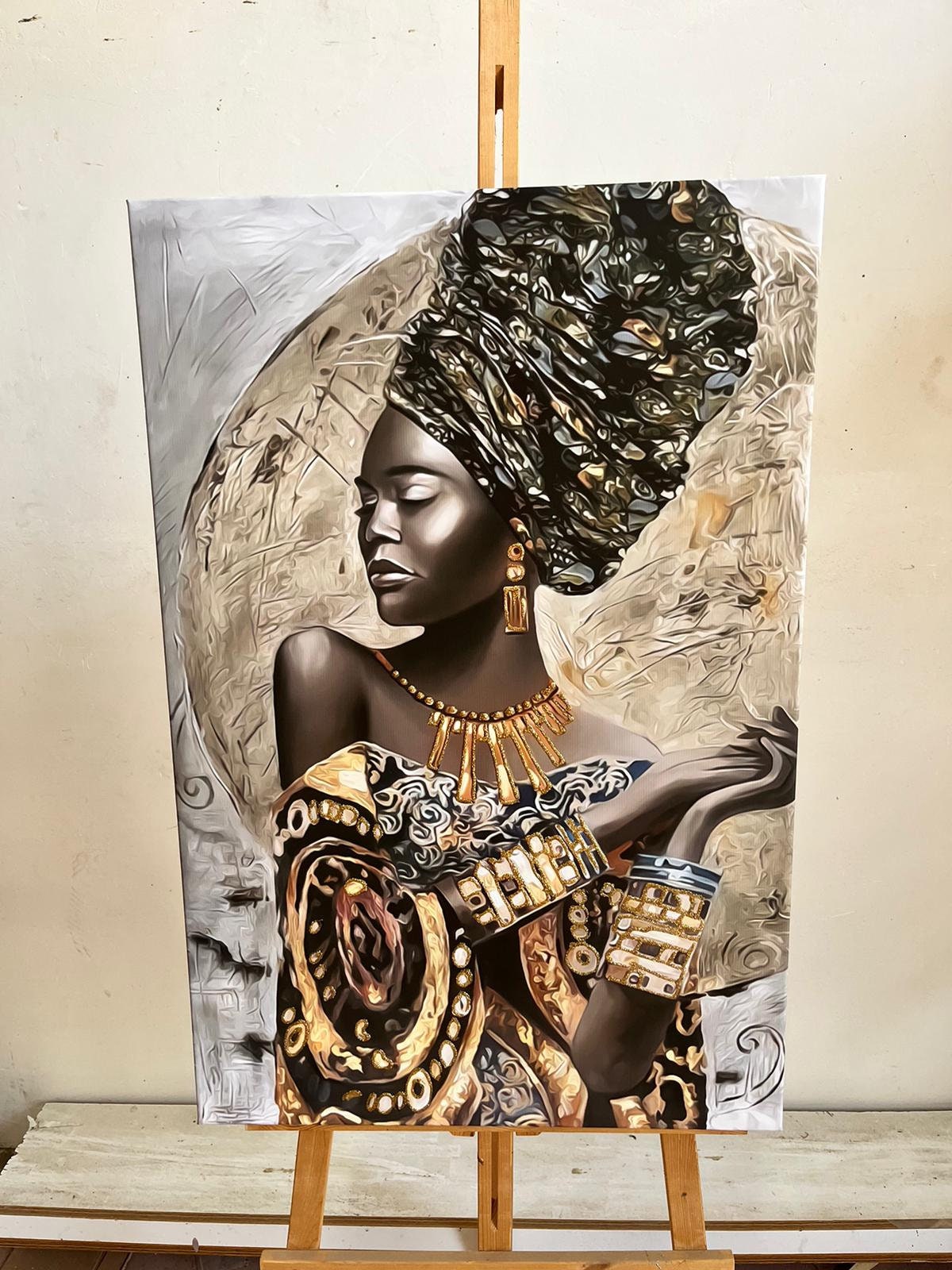 African Woman Canvas Painting Black Woman Canvas Print - Etsy