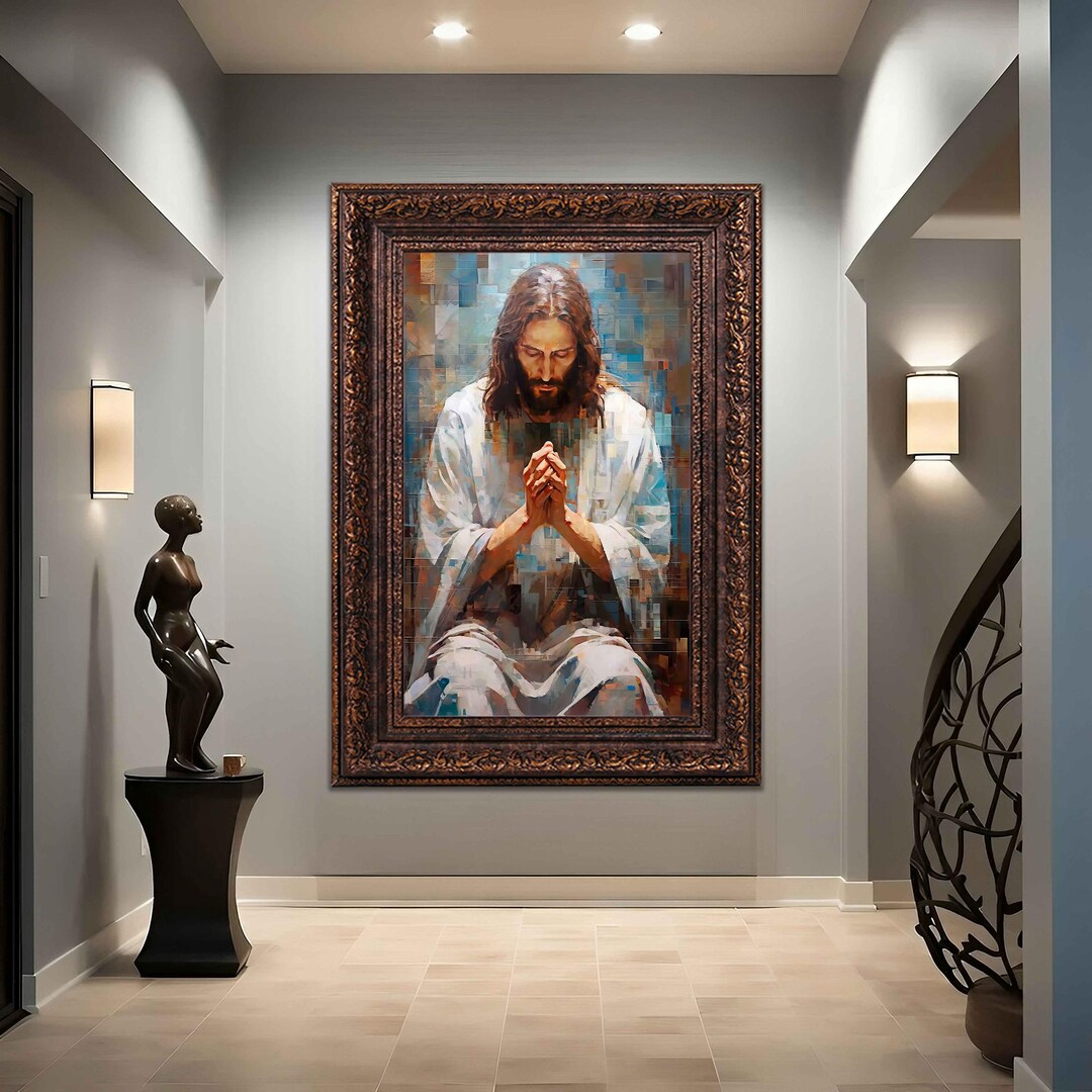 Jesus Christ Canvas Painting, Christian Religious Wall Art, Holy Savior ...