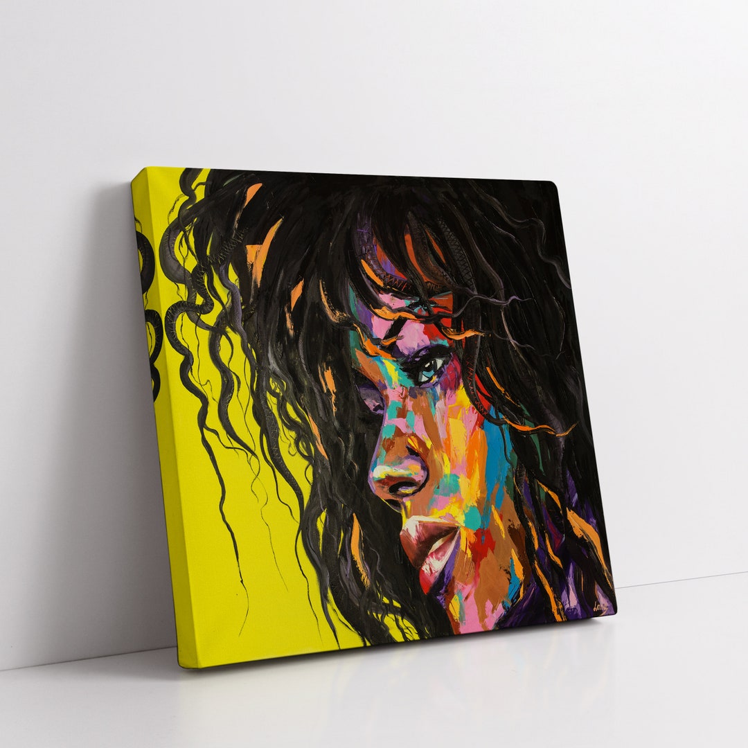 Paint Textured Woman Portrait Canvas Print, Woman Canvas Print, Lady ...