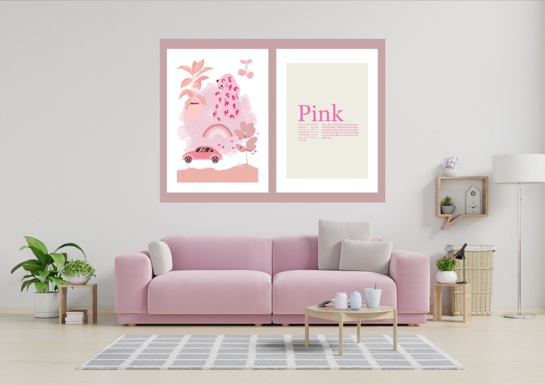 Pink Themed Wall Art, Digital Download Pair, Collage and Quote - Etsy