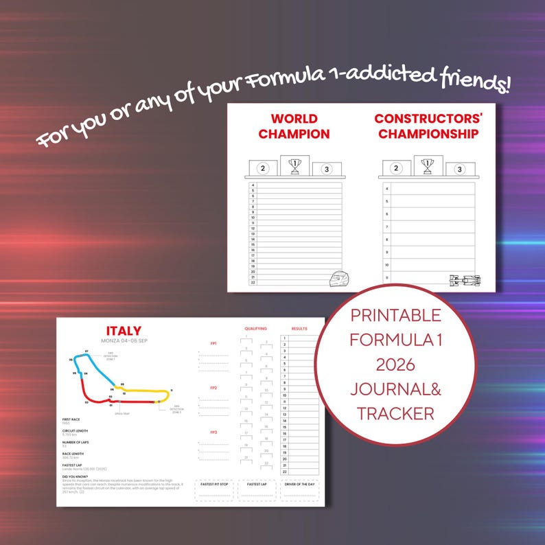 ENG Formula One Journal 2026 - Digital F1 Tracker, Race Planner, Teams ...