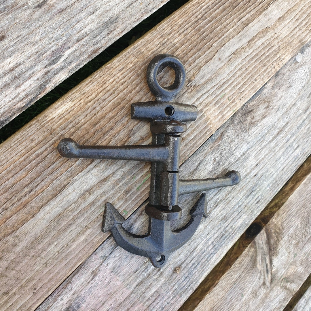 Cast Iron Anchor Hook 2 Swinging Hooks - Etsy
