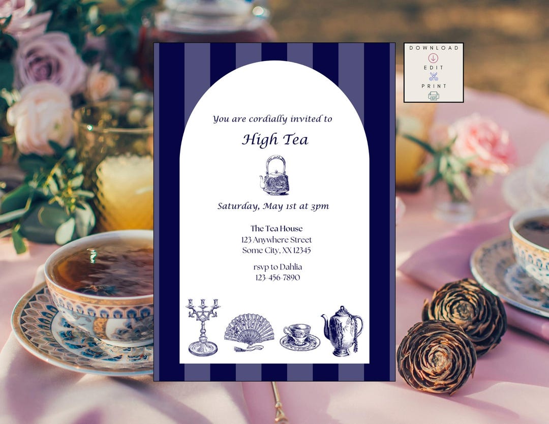 Bridgerton Inspired Tea Party Invitation, Editable, High Tea, Regency ...