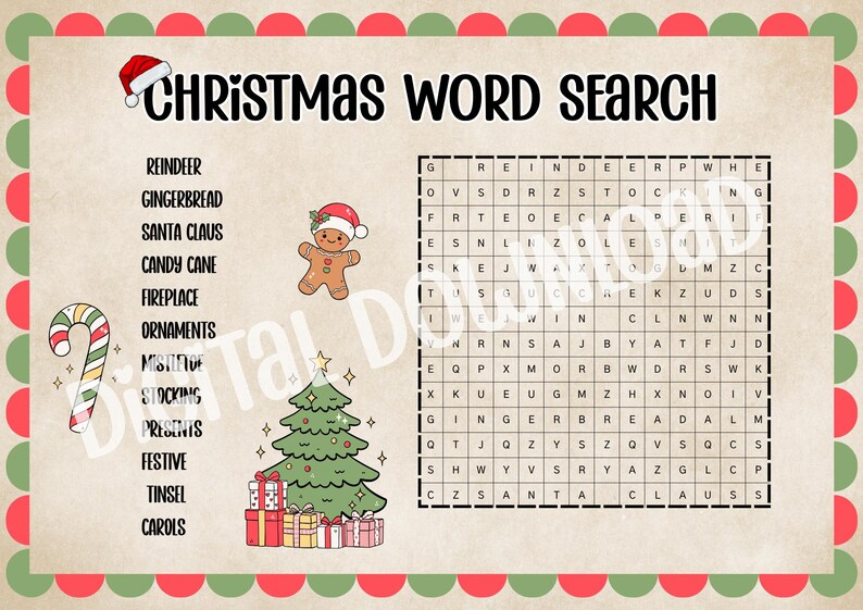 Christmas Word Search – Printable Holiday Activity | Instant Download ...