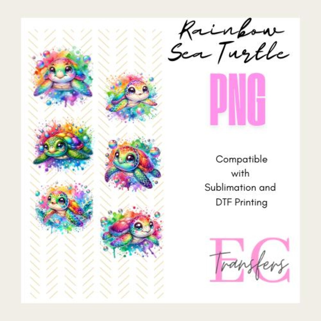 Rainbow Sea Turtle Clipart: Commercial Use Designs (digital Download ...