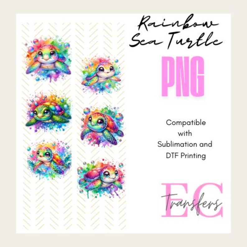 Rainbow Sea Turtle Clipart: Commercial Use Designs (digital Download ...