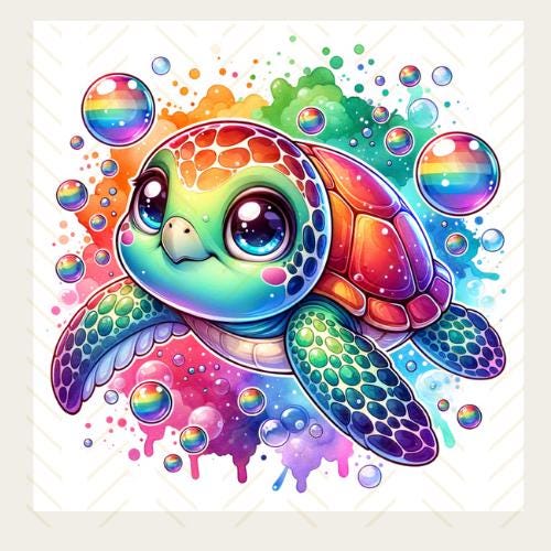 Rainbow Sea Turtle Clipart: Commercial Use Designs (digital Download ...