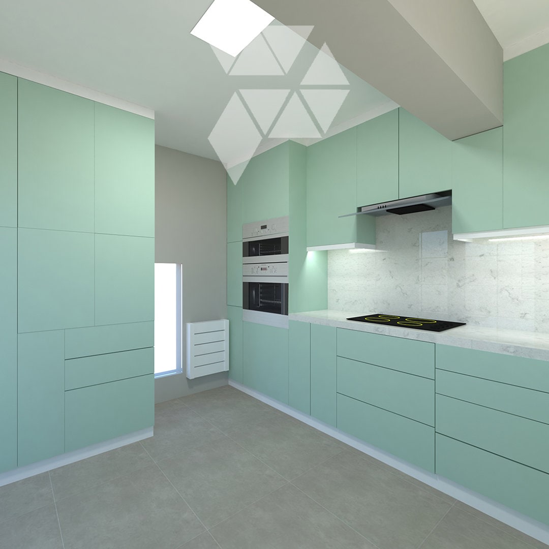 Minimalist Kitchen Interior, Kitchen Design, 3D Rendering, E Design ...