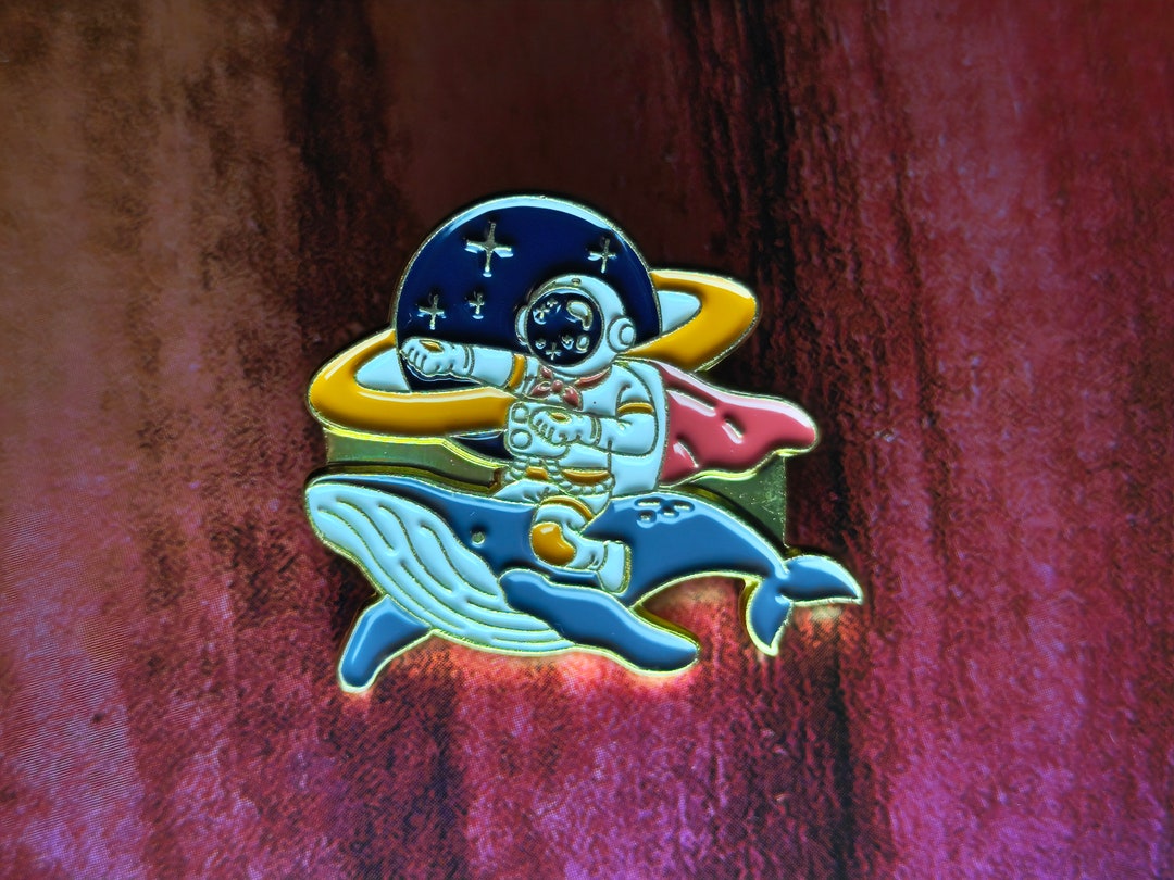Astronaut Riding Whale Enamel Pin - Etsy