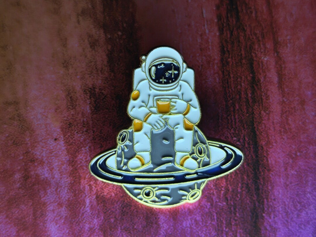 Astronaut Drinking Coffee Enamel Pin - Etsy