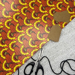African Print / Ankara orange Floral Print Wrapping Paper 2 Sheets. - Etsy