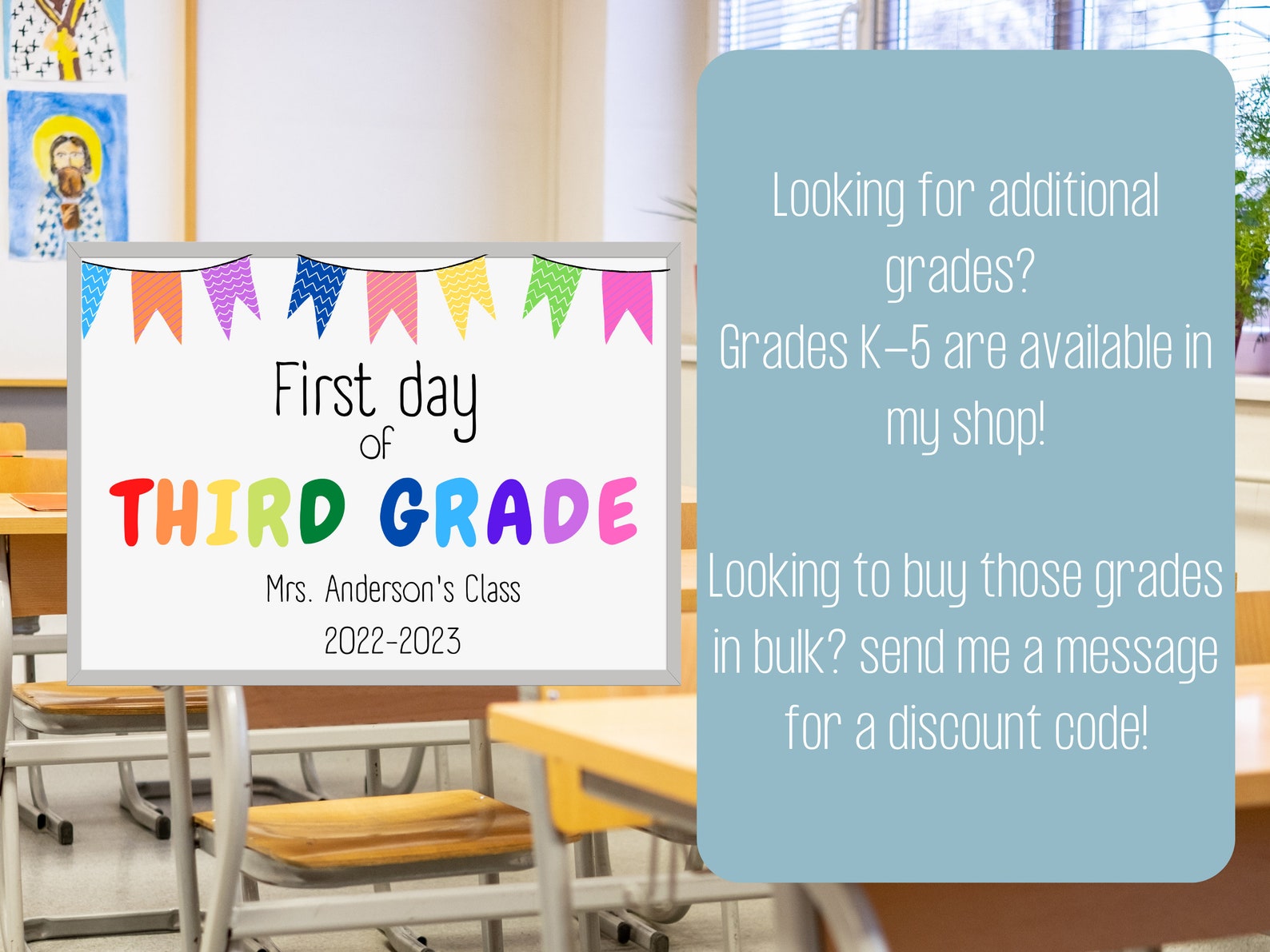 First Day of Third Grade, First Day of School Poster, Back to School ...