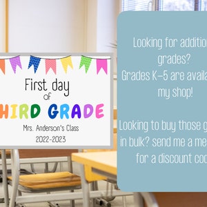 First Day of Third Grade, First Day of School Poster, Back to School ...