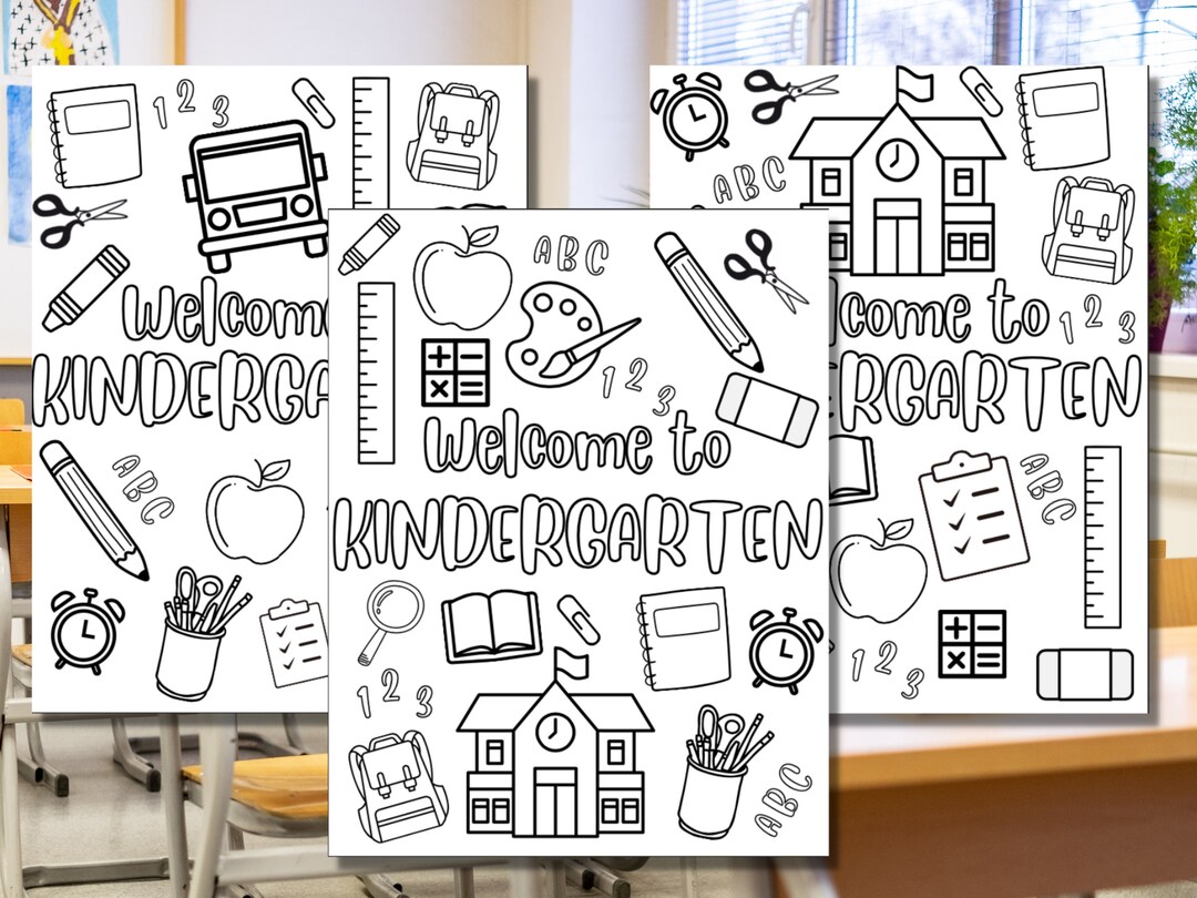 Welcome to Kindergarten Coloring Sheet, Open House, First Day of School ...