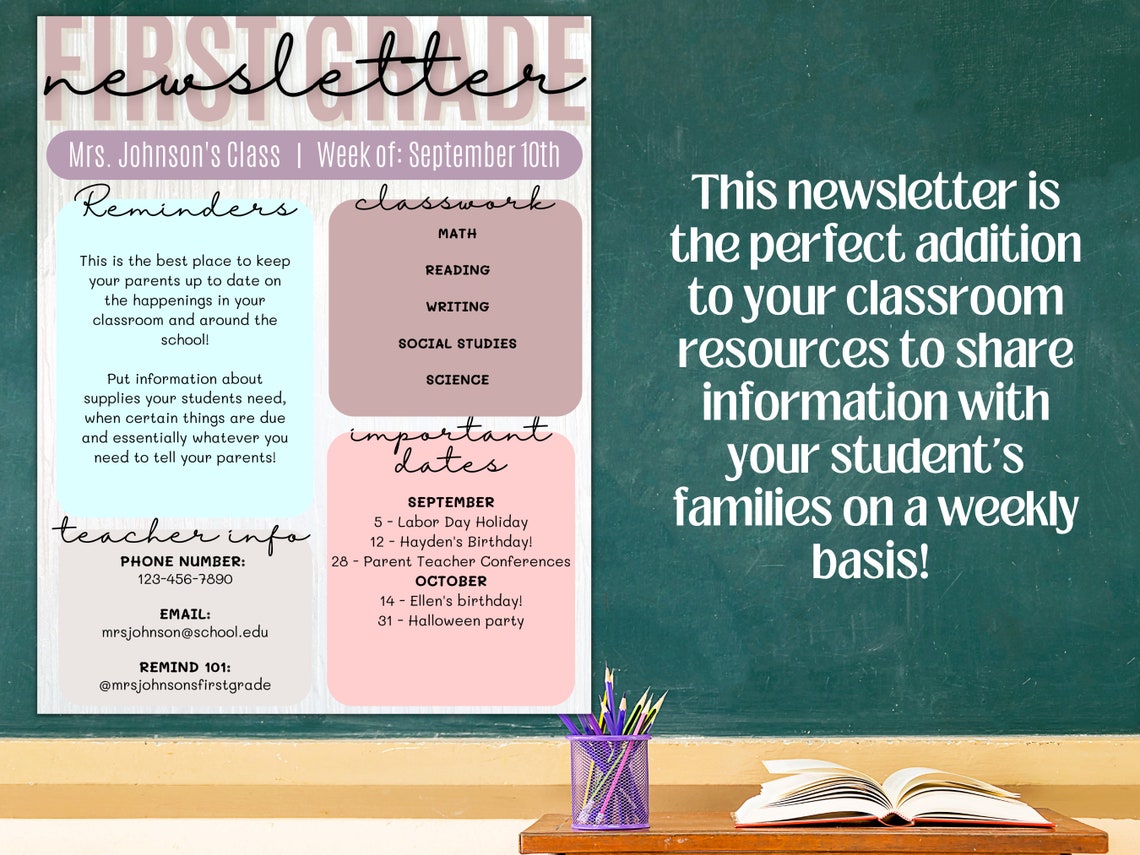 Weekly Classroom Newsletter, Elementary School, Teacher Resources ...