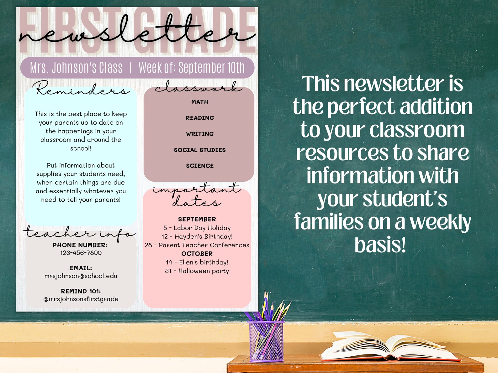 Weekly Classroom Newsletter, Elementary School, Teacher Resources ...