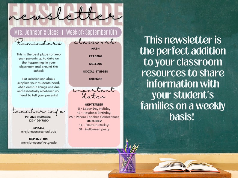 Weekly Classroom Newsletter, Elementary School, Teacher Resources ...