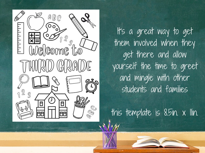 Welcome to Third Grade Coloring Sheet, Open House, First Day of School ...