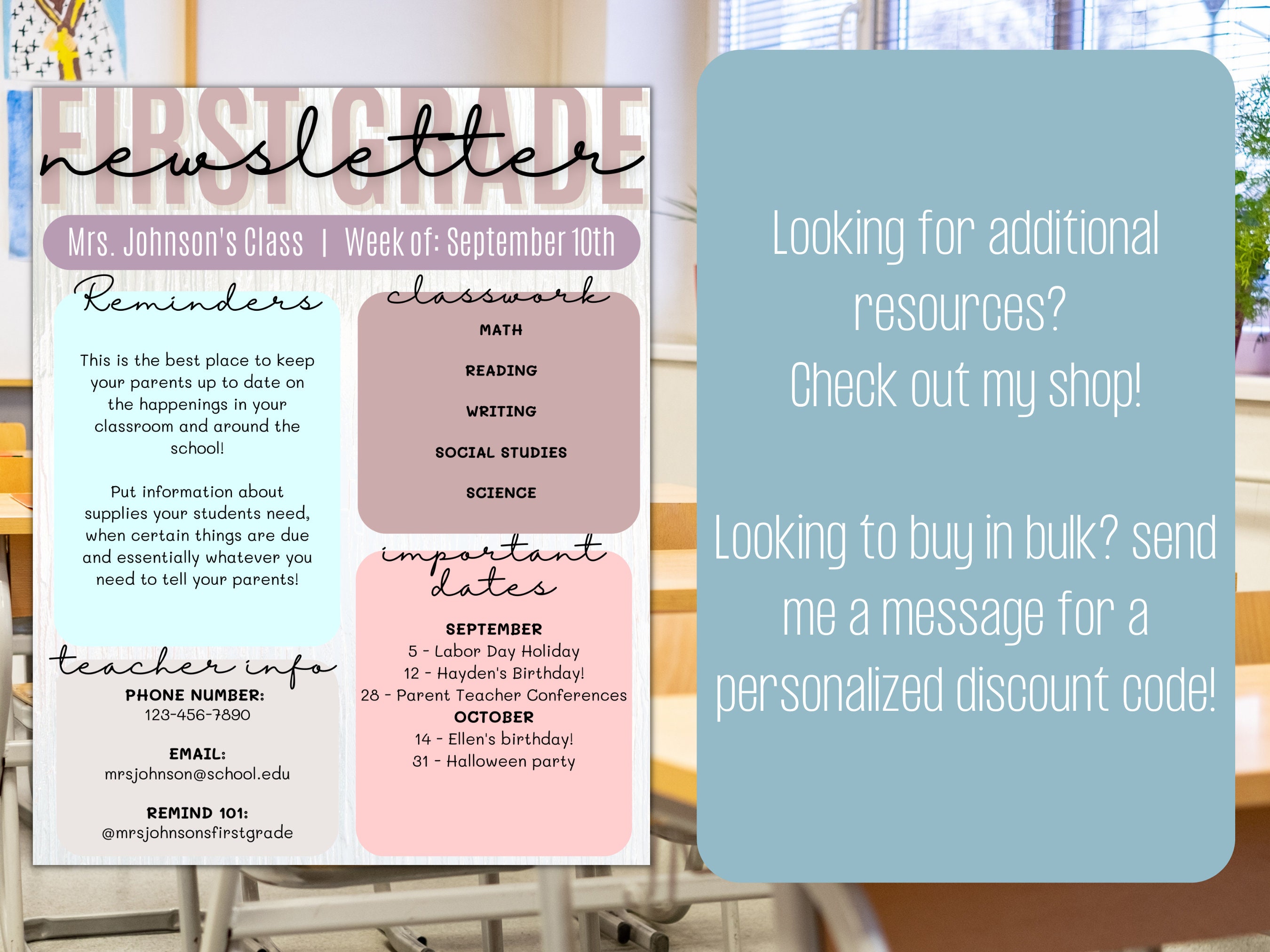 Weekly Classroom Newsletter, Elementary School, Teacher Resources ...