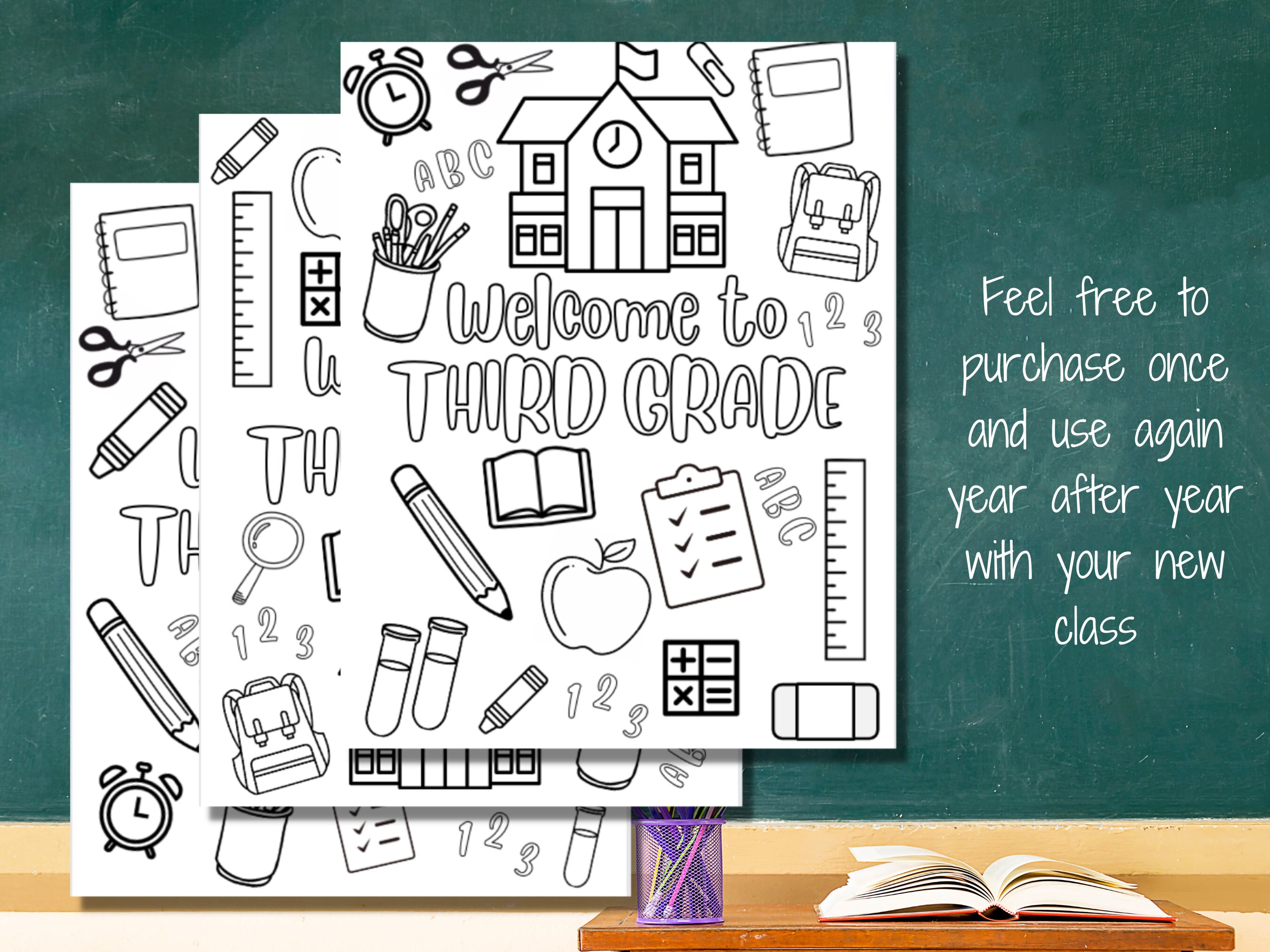 Welcome to Third Grade Coloring Sheet, Open House, First Day of School ...