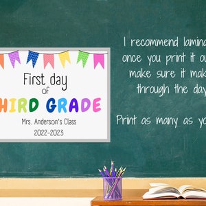 First Day of Third Grade, First Day of School Poster, Back to School ...