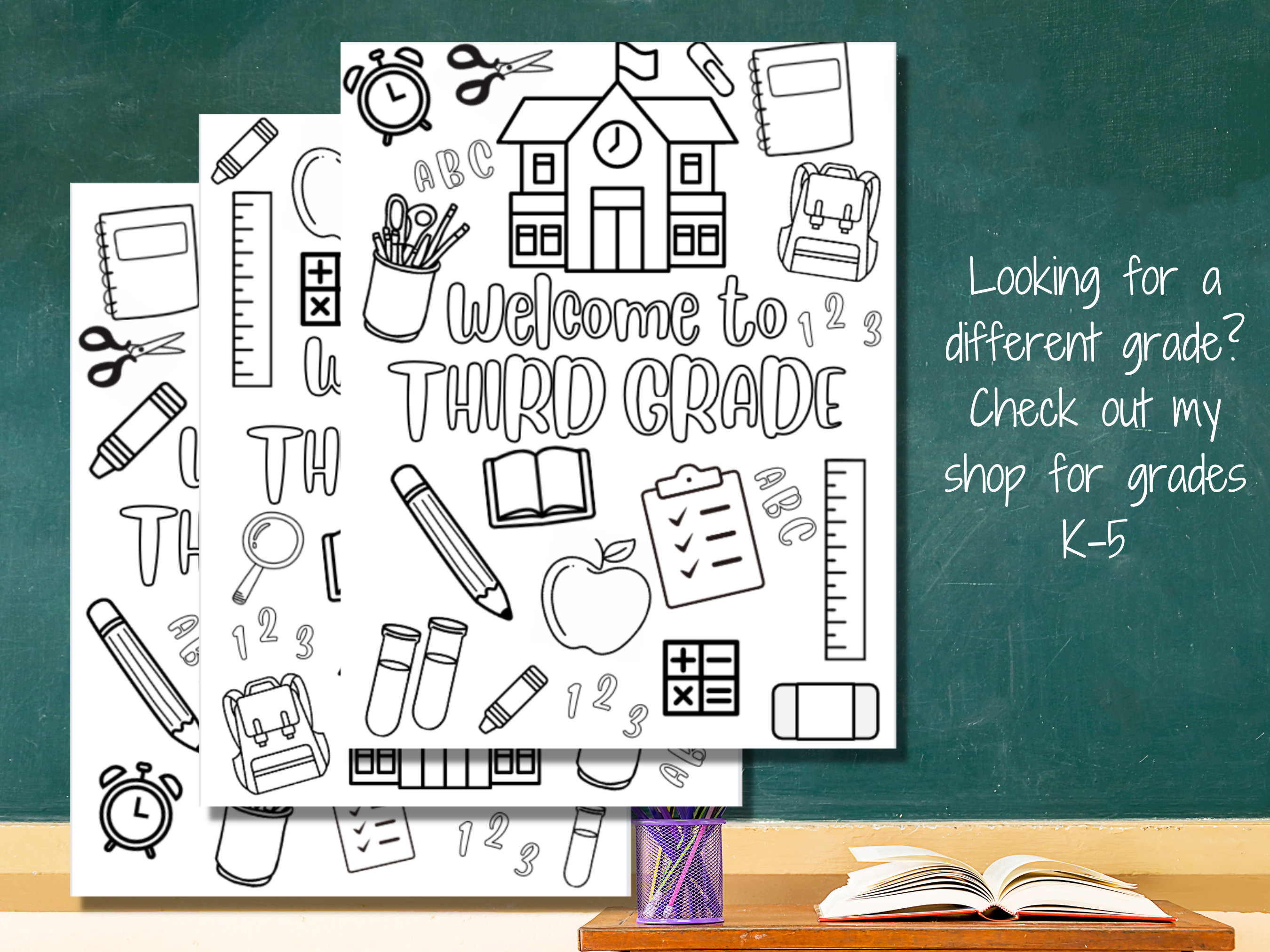 Welcome to Third Grade Coloring Sheet Open House First Day - Etsy