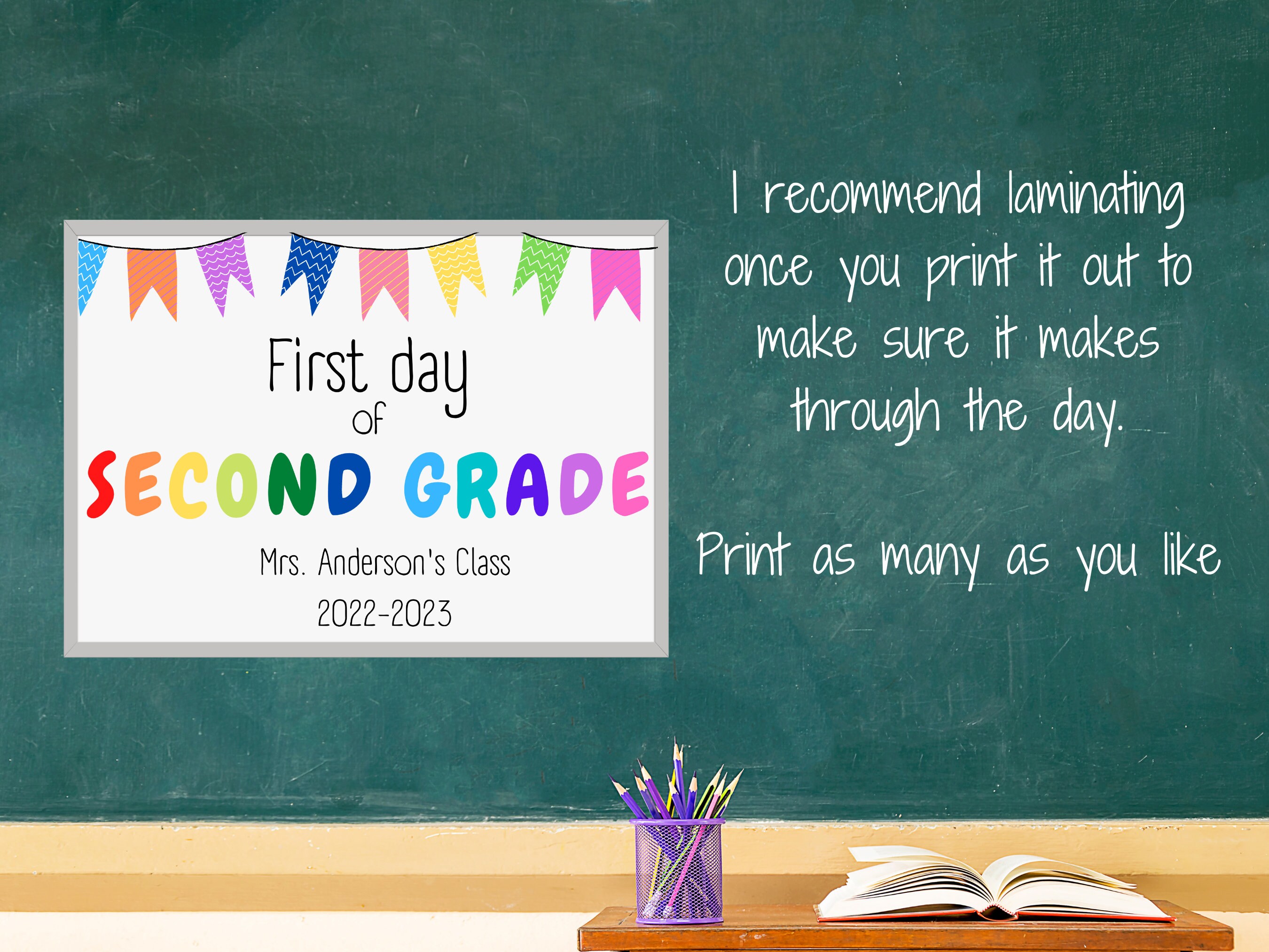 First Day of Second Grade Picture, First Day of School, Back to School ...