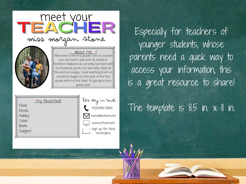 Meet Your Teacher Flyers Teacher Contact Information About - Etsy