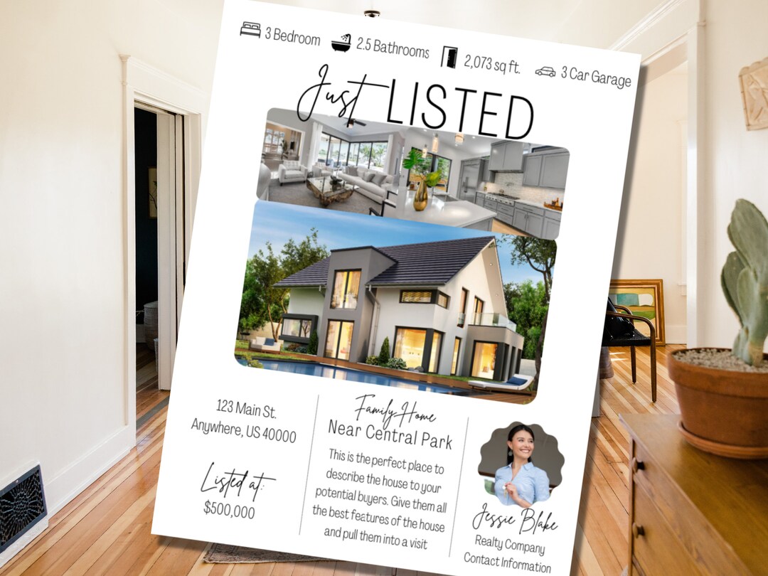 Real Estate Just Listed Flyer, Real Estate Marketing, Realtor Just ...