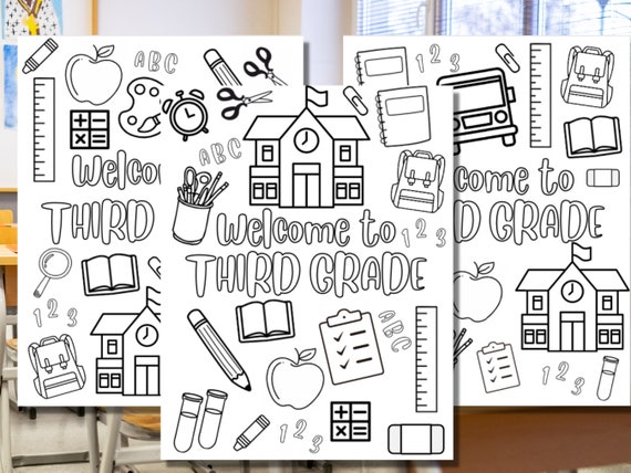 Welcome to Third Grade Coloring Sheet Open House First Day - Etsy